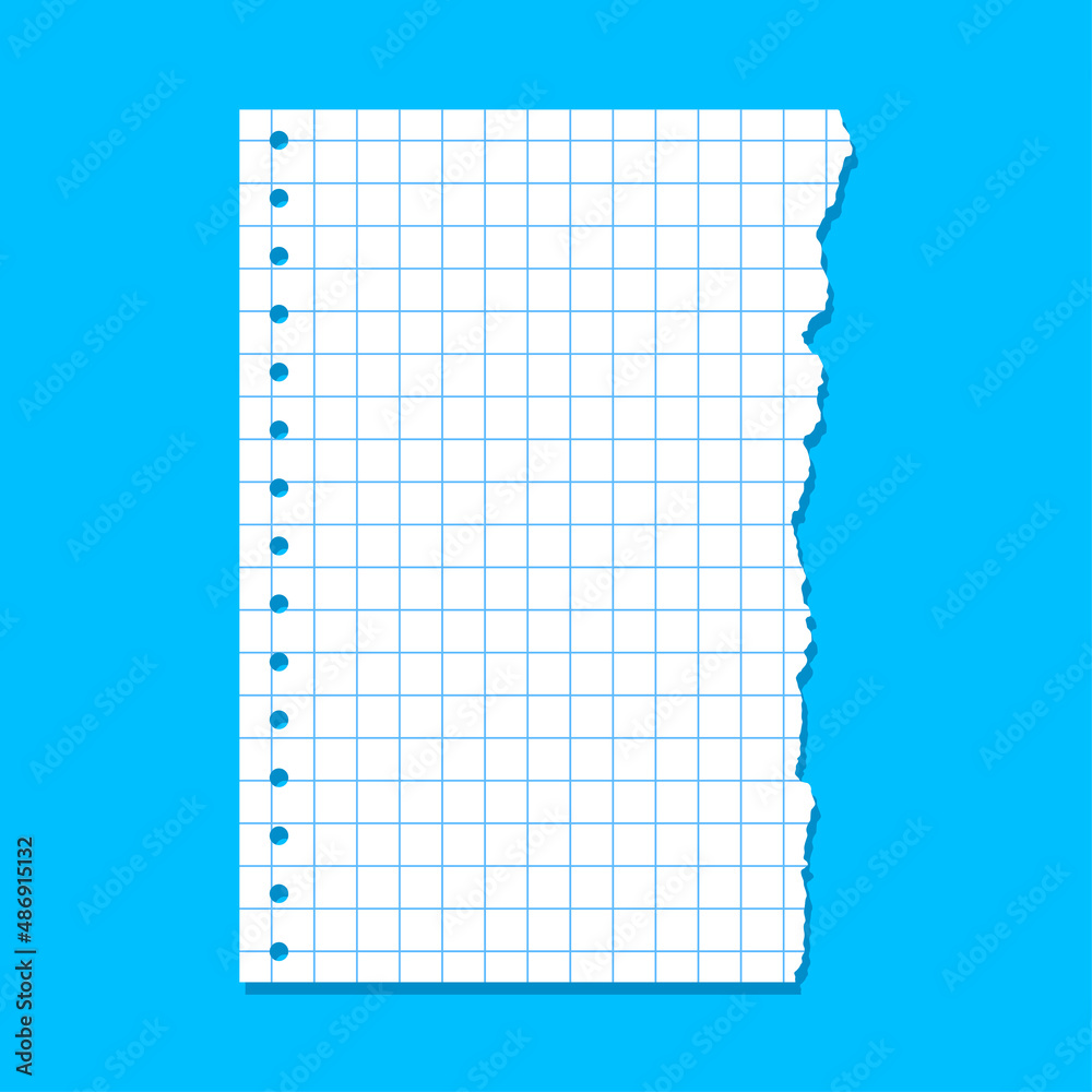 Torn sheet of paper. Torn checkered sheet of A4 paper. Vector ...