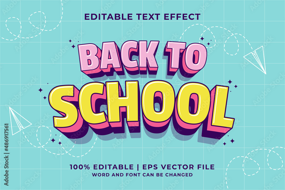 Editable text effect - Back To School 3d Traditional Cartoon template ...
