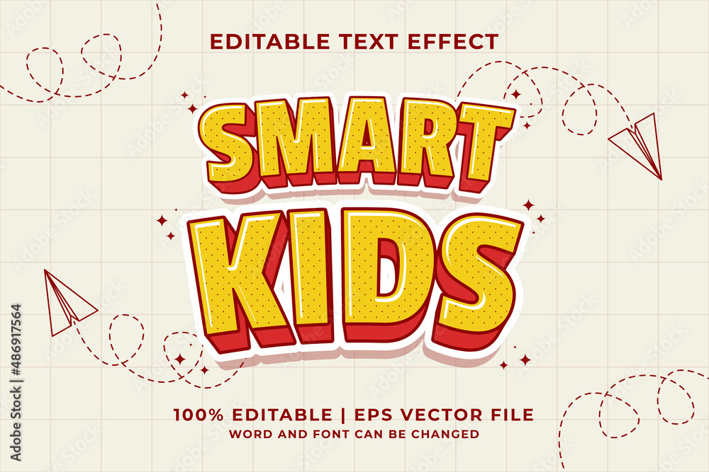 Editable text effect - Smart Kids 3d Cartoon template style premium ...