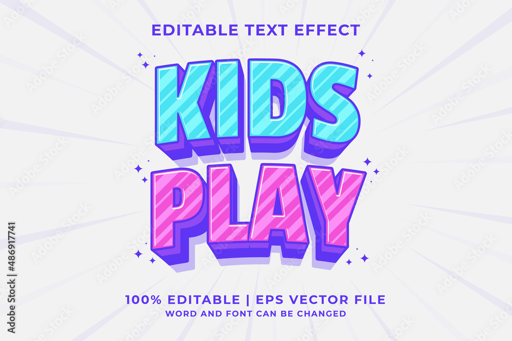 Editable text effect - Kids Play 3d Cartoon template style premium ...