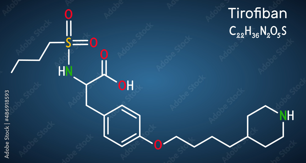 Tirofiban molecule. It is non-peptide tyrosine derivative, with ...