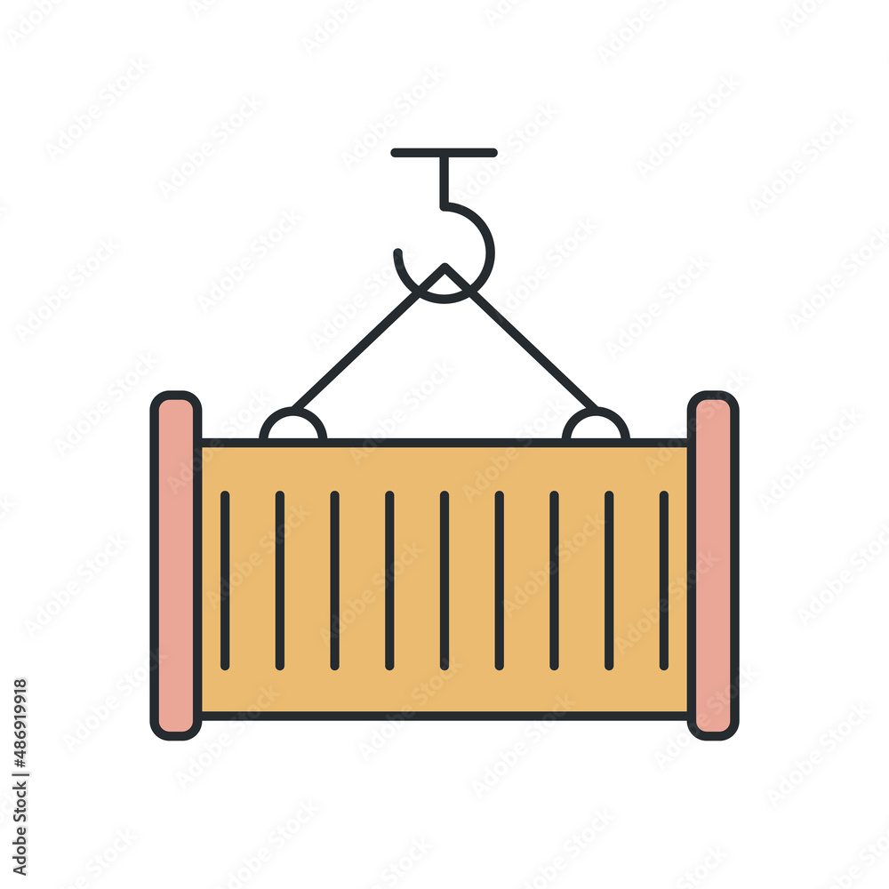 container hanging icon from delivery and logistic collection. Thin ...