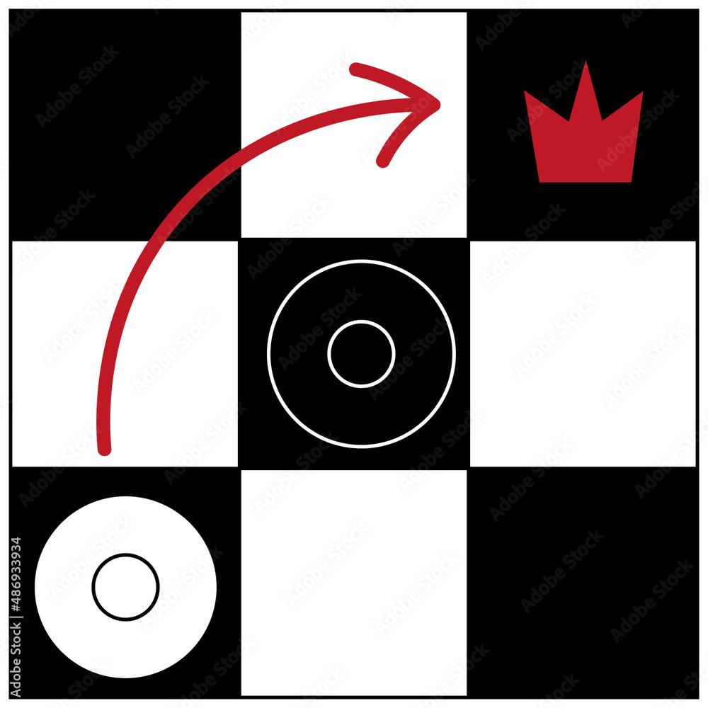 Draughts game white and black figures. Vector illustration can be used ...