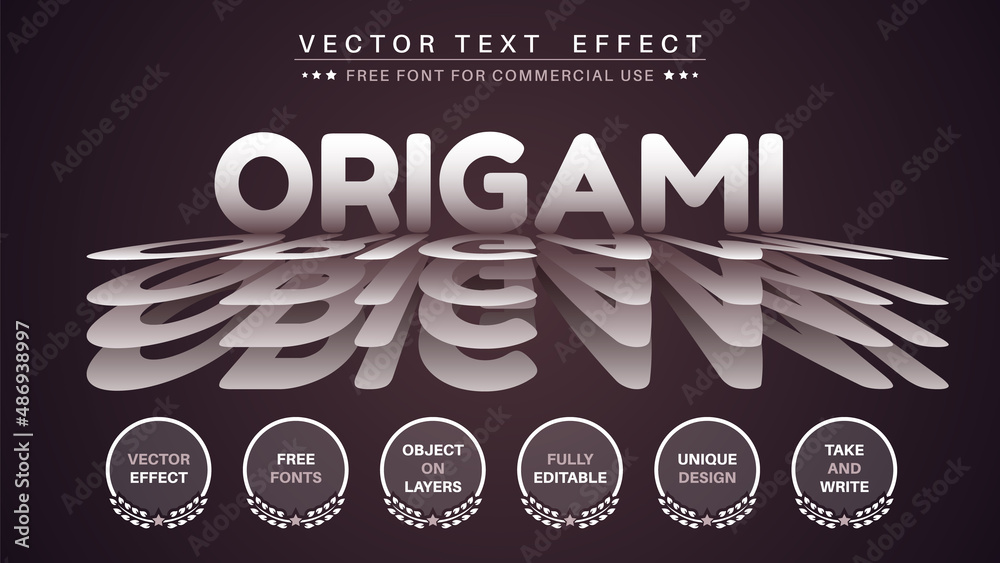 Origami Paper - Editable Text Effect, Font Style Stock Vector | Adobe Stock