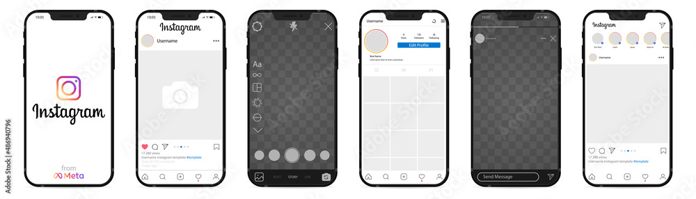 Instagram icons. Template frame for social media. Meta logo, rebrand ...