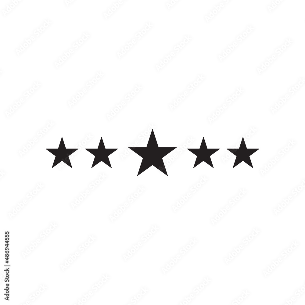 Five-star rating vector icon. Symbol of 5star where the middle star is ...