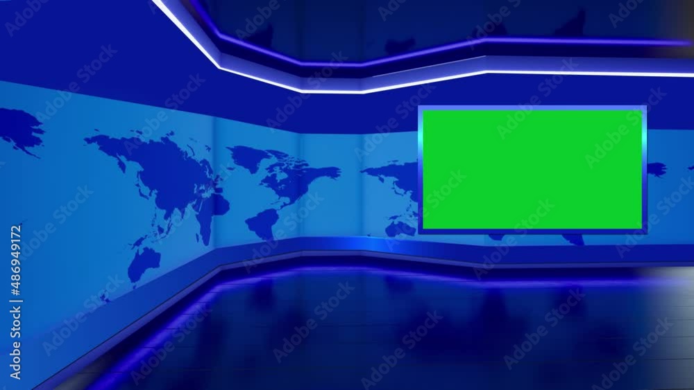 Virtual Set Studio For Chroma Footage. 3D rendering background is ...