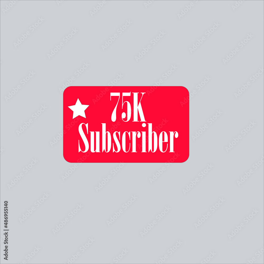 75K subscriber redish white banner, vector art and illustration Stock Vector | Adobe Stock