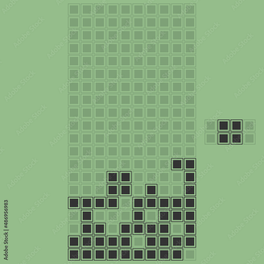 Classic retro game in Tetris style. Basic digital screen with next ...