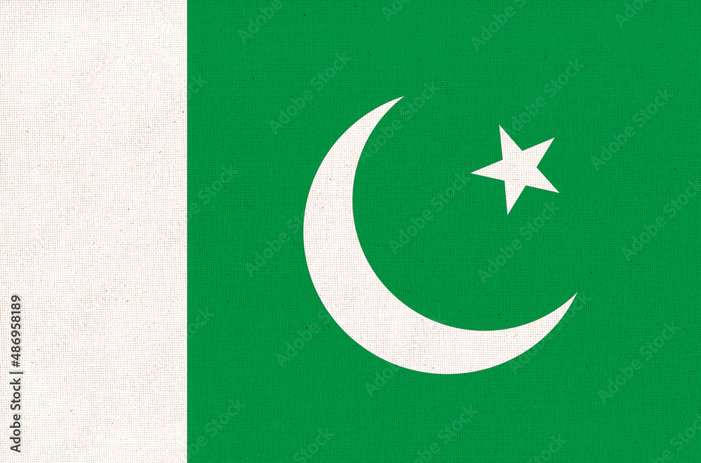 Flag of Islamic Republic of Pakistan. Pakistan flag on fabric surface ...