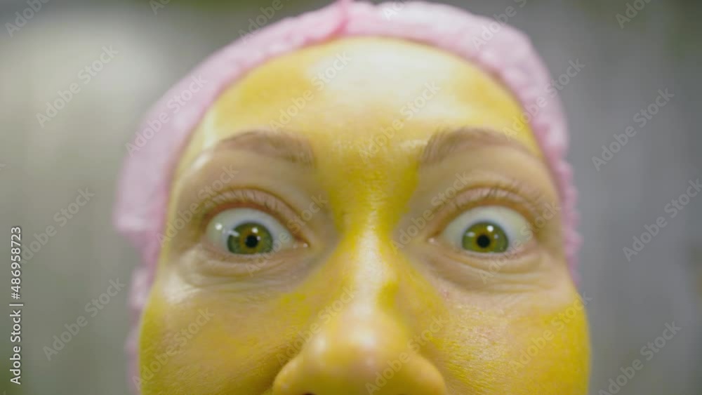 Procedure for skin care to face of young pretty woman. Beauty salon ...