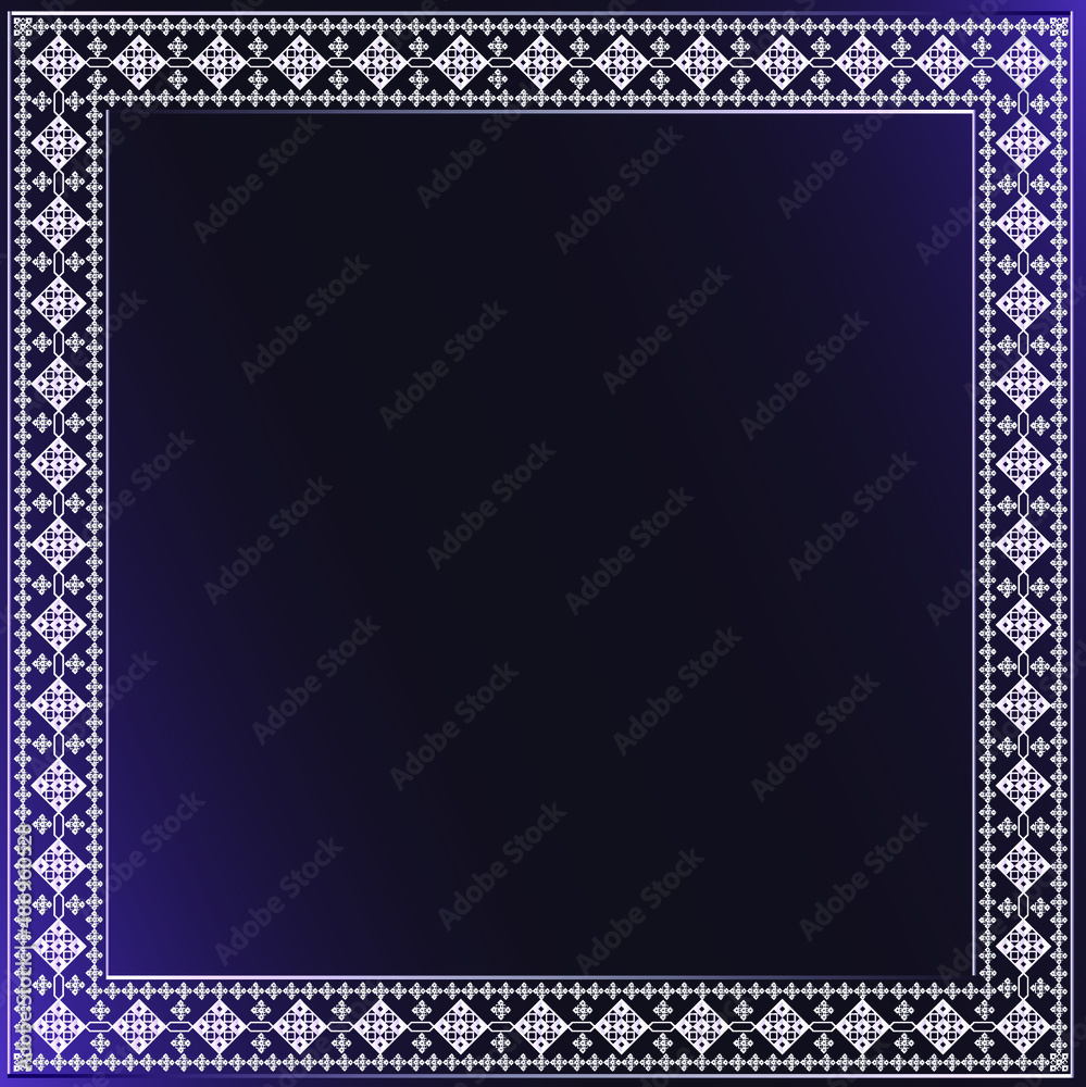 White shiny glowing rectangle frame with shadows isolated on violet ...