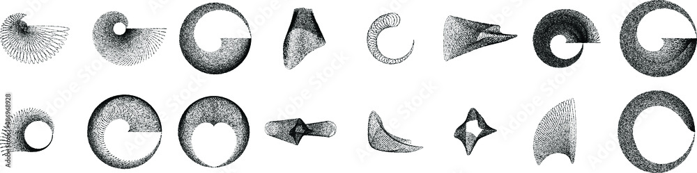 Big set of lines in various shape . Spiral Vector Illustration .Big ...