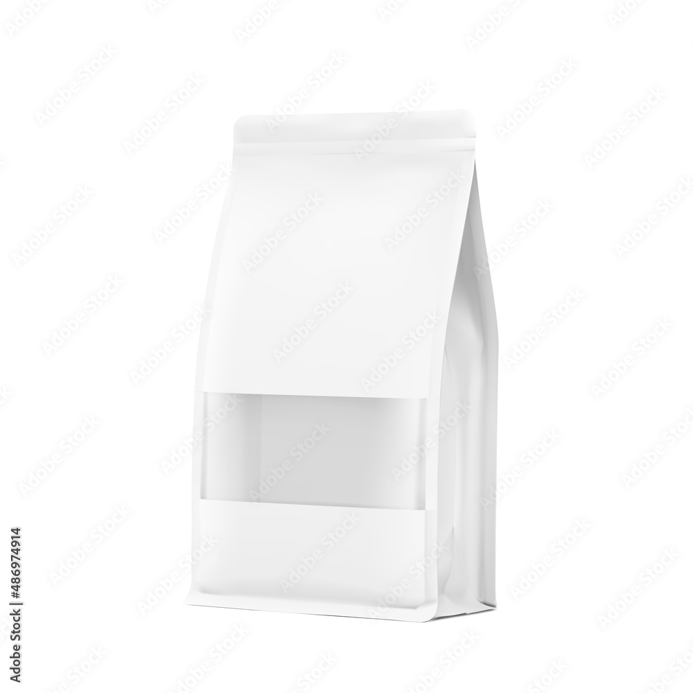 Stand Bag With Transparent Window Mockup On White Background With The stand-bag-with-transparent-window-mockup-on-white-background-with-the