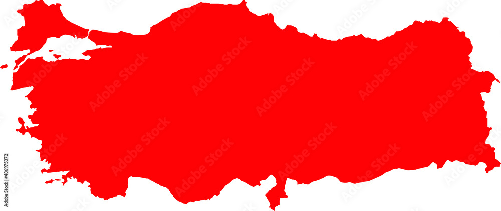 Red colored Turkey outline map. Political turkish map. Vector ...