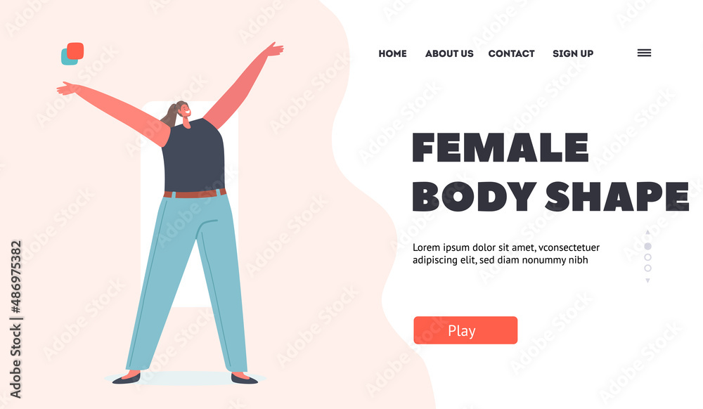 Female Character Figure Types Landing Page Template. Woman with ...