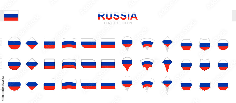 Large collection of Russia flags of various shapes and effects. Stock ...