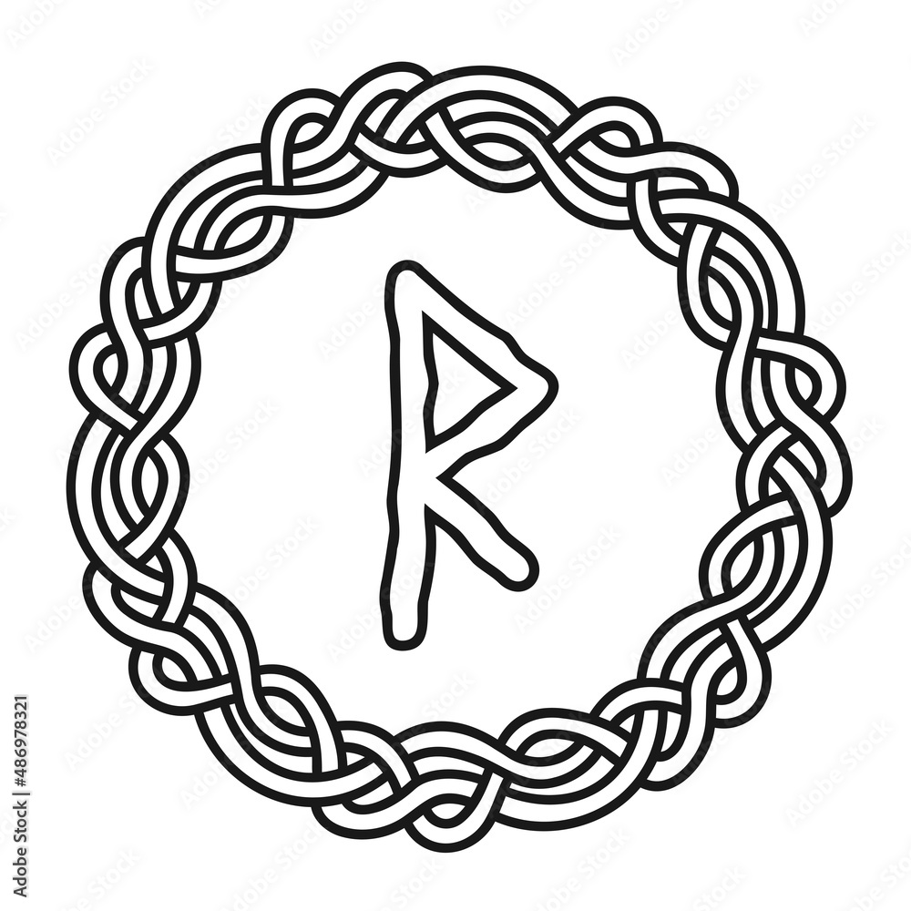 Rune Raido in a circle - an ancient Scandinavian symbol or sign, amulet ...