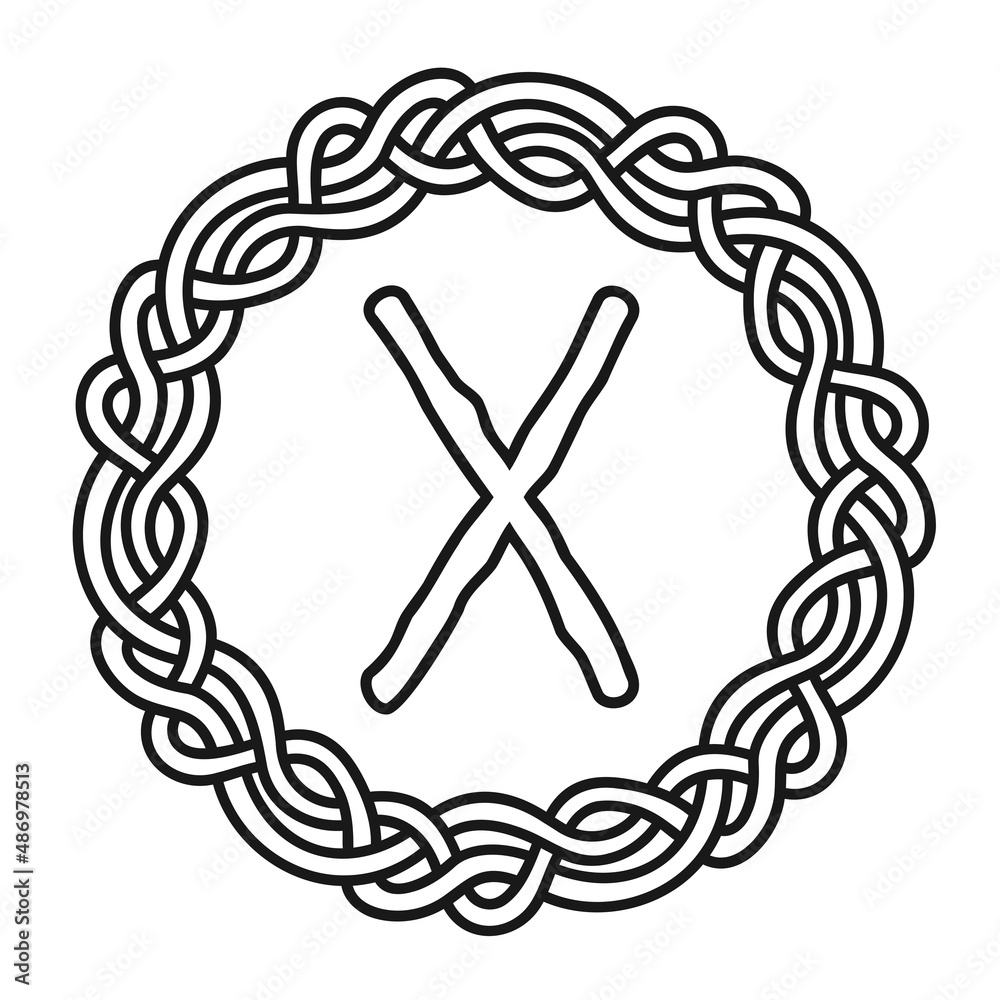 Rune Gebo in a circle - an ancient Scandinavian symbol or sign, amulet ...