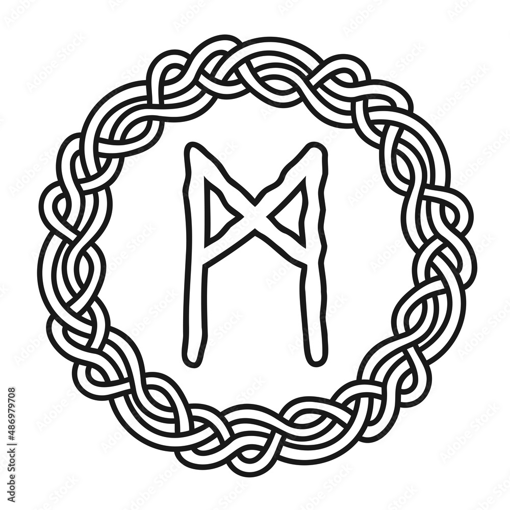 Rune Mannaz in a circle - an ancient Scandinavian symbol or sign ...