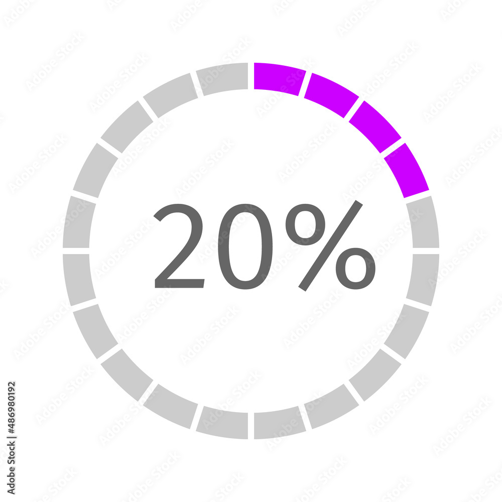 Buffering icon with 20 percent filled round loading bar. Progress, waiting or downloading symbol ...