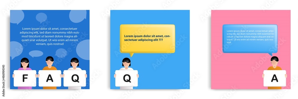 Social media informative FAQ post banner template layout design in 3D ...
