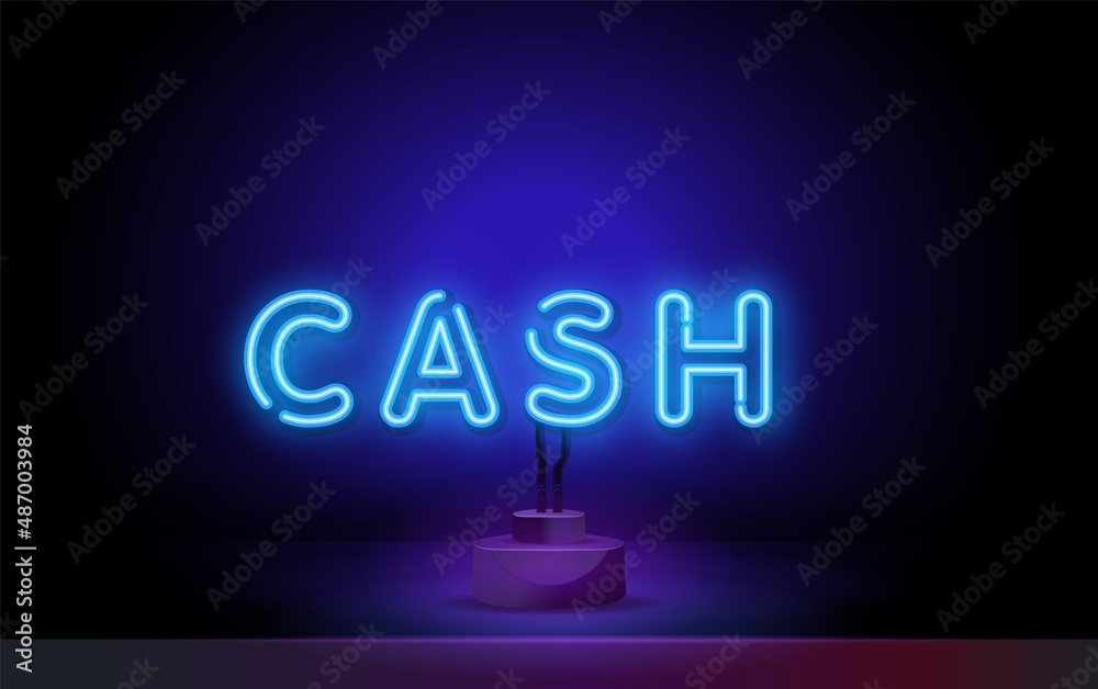 Cash text sign vector design template. Cash Back symbols neon logo ...