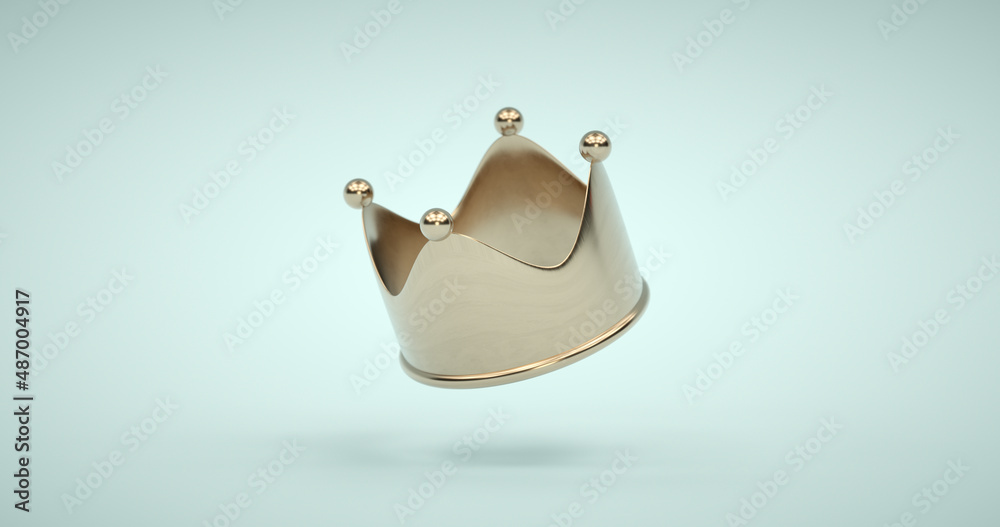 Gold crown on blue background with victory or success concept. Luxury ...
