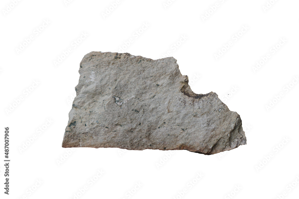 Cut out a speciment of tuff igneous rock isolated on white background ...