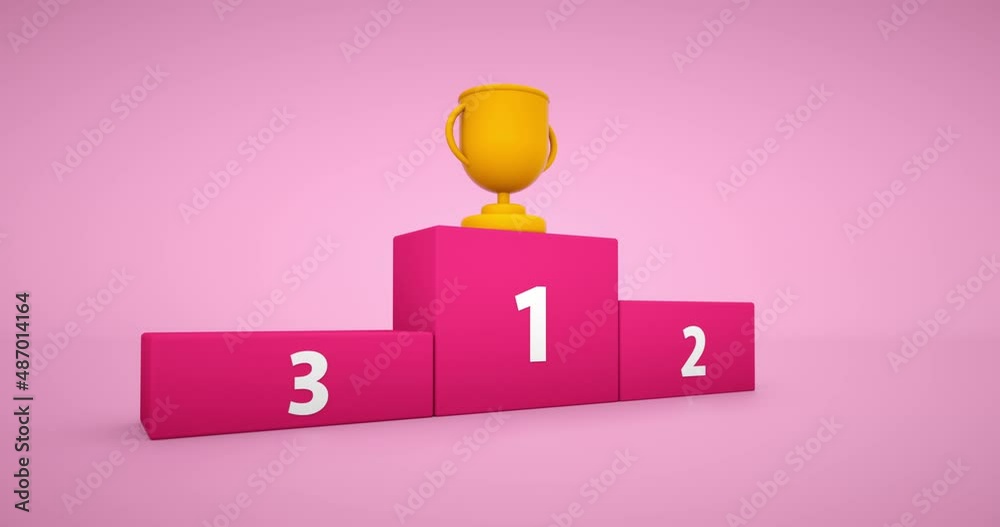 Winner podium on pink background with number place. Studio platform ...