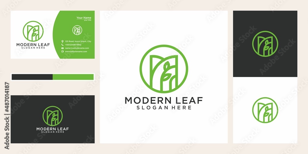 letter m with leaf logo design Stock Vector | Adobe Stock