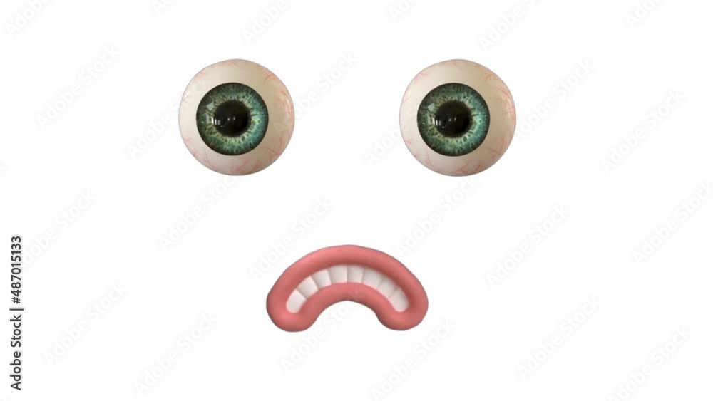 Vidéo Stock Funny Cartoon Sad Face Reaction with eyes and mouth on ...