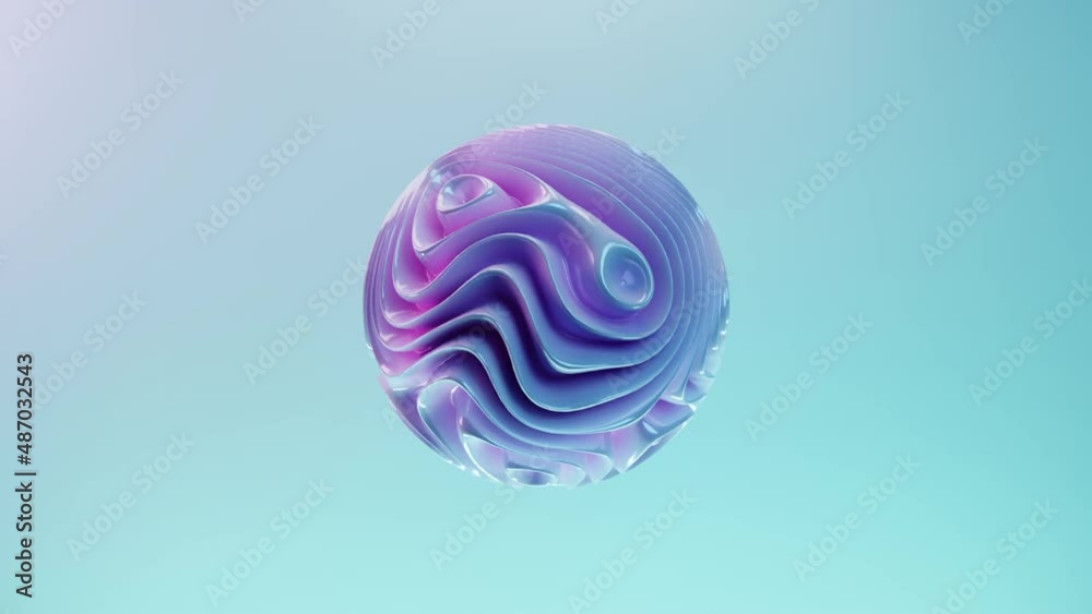 Abstract liquid sphere with organic waves animation. 3d render CGI ...