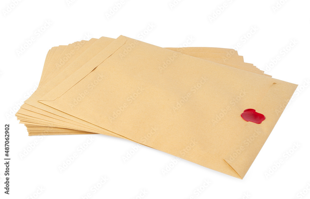 Thick envelope on a white background Stock Photo | Adobe Stock