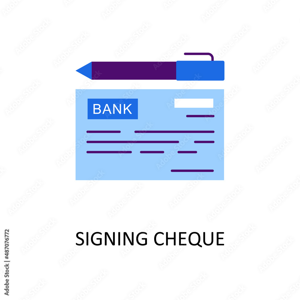 Vetor do Stock: Signing Cheque Vector Flat Icon Design illustration ...