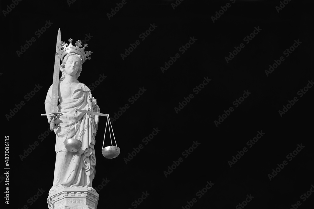 Foto de Lady Justice holding balance scales and sword, a 15th century ...