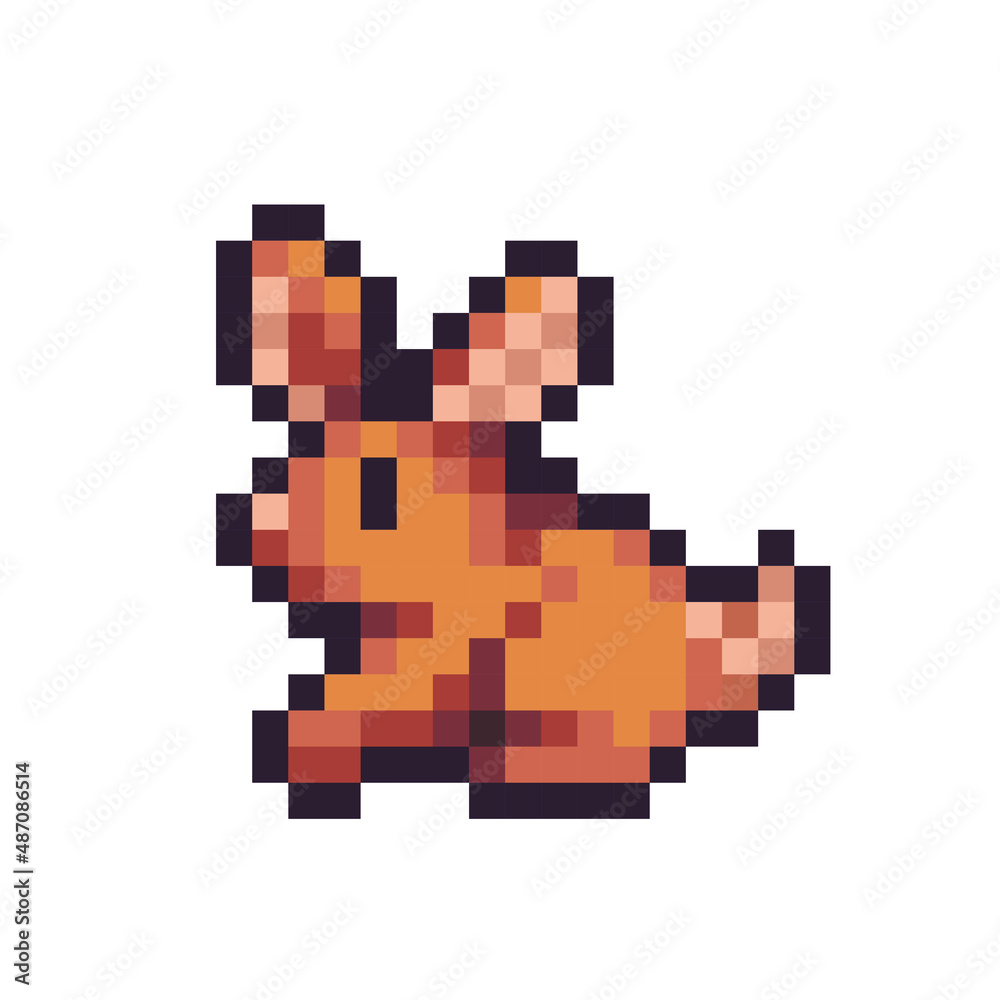 Cute rabbit pixel art icon. Country hare. Farm animal logo. Game ...