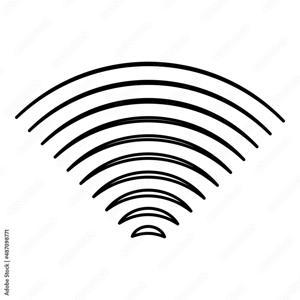 Radio wave wireless contour outline line icon black color vector ...
