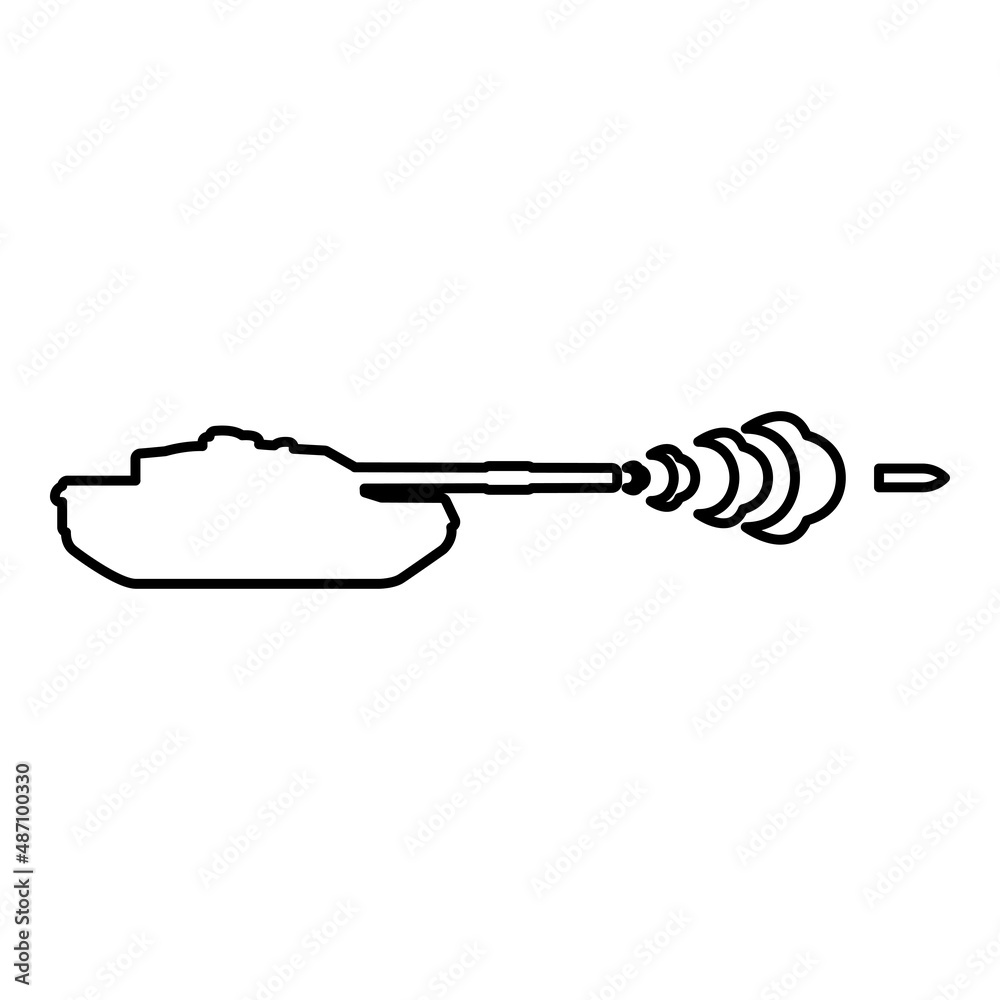 Tank shooting projectile shell military smoking after shot war battle ...