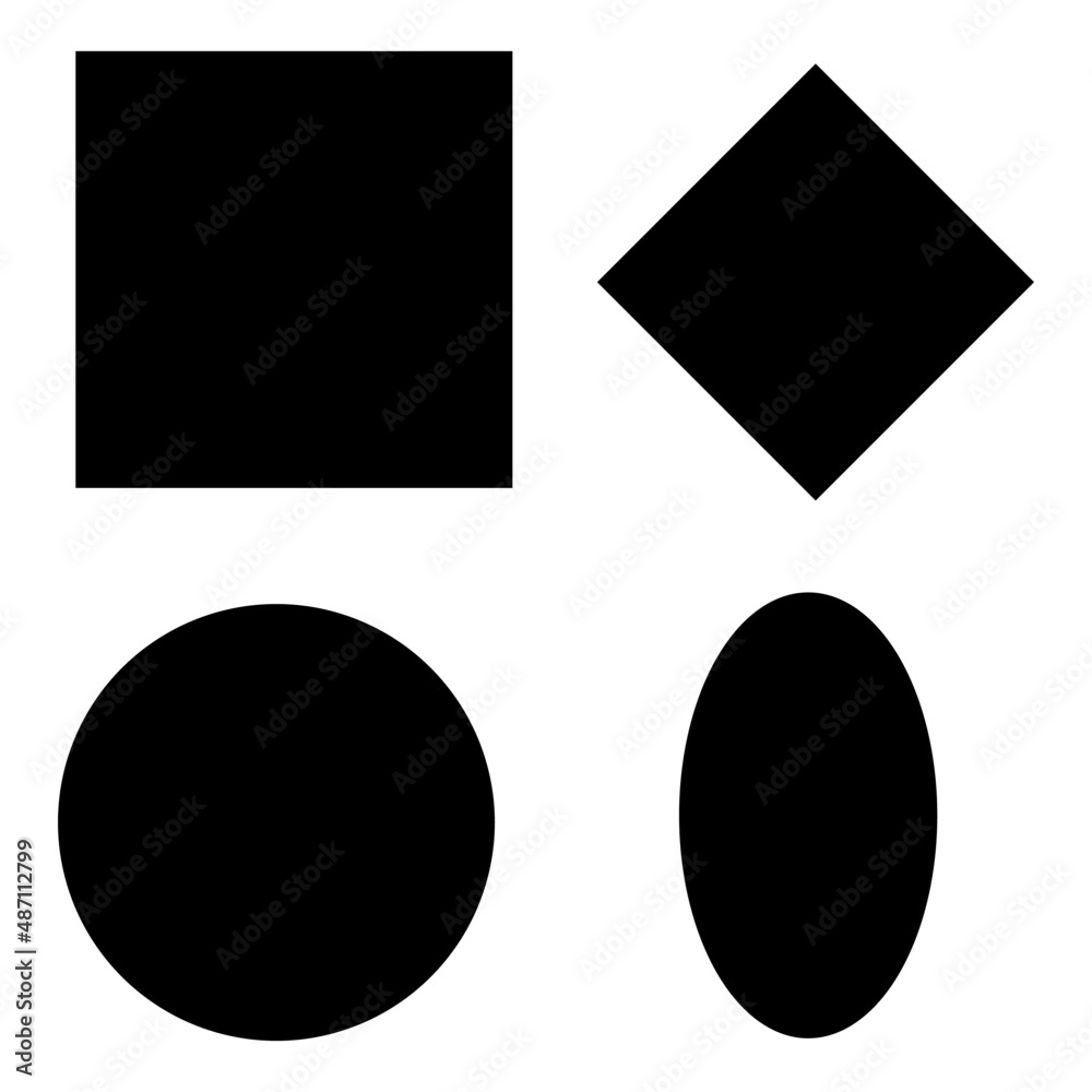 set of black and white icon shapes Stock Vector | Adobe Stock
