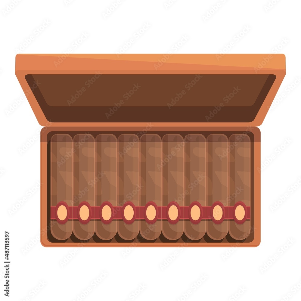 Cigar wood pack icon cartoon vector. Cigarette smoke. Box nicotine ...