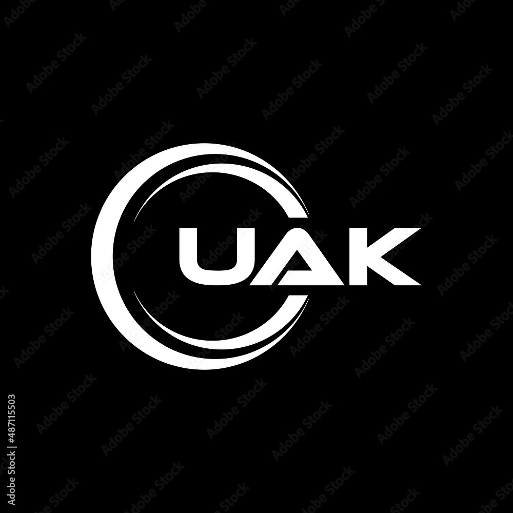 UAK letter logo design with black background in illustrator, vector ...