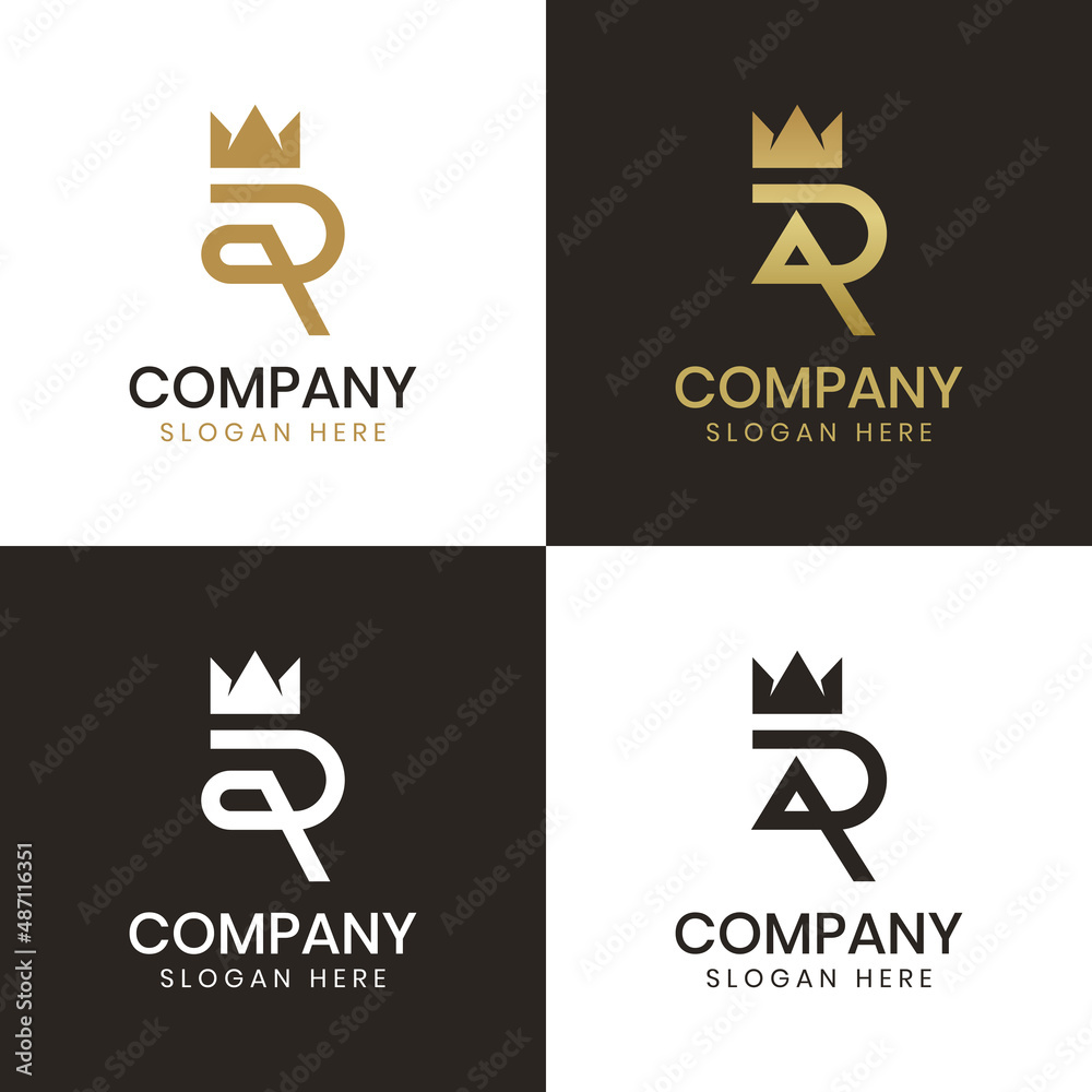 crown letter R logo design, Royal letter DR luxury crown luxury ...