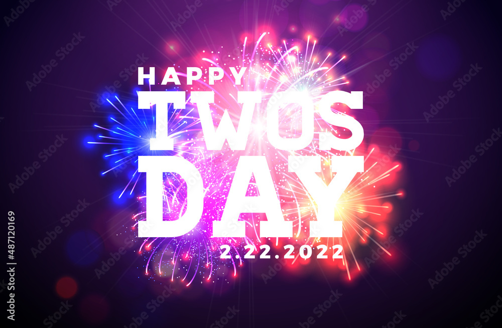 Vetor do Stock: Happy Twosday Illustration with Tuesday 2-22-22 Letter ...