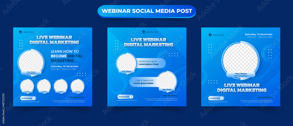 Set of business digital marketing webinar poster social media post for ...