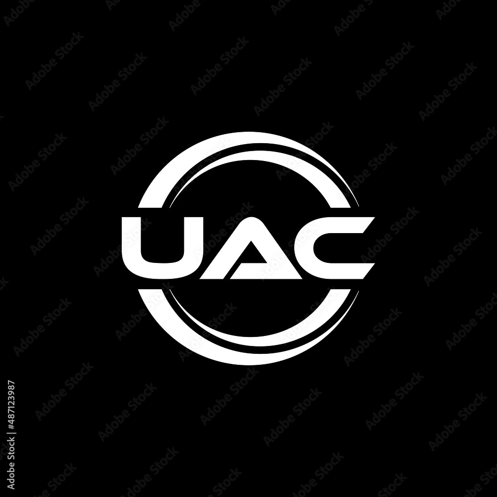 UAC letter logo design with black background in illustrator, vector ...