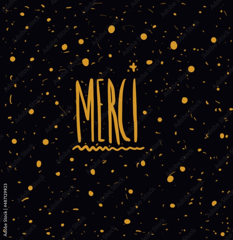 Carte de remerciements avec message merci et petits motifs paillettes ...