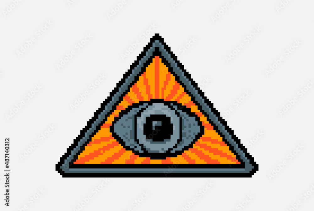 Esoteric eye symbol in a triangle with shining rays. Isolated label ...