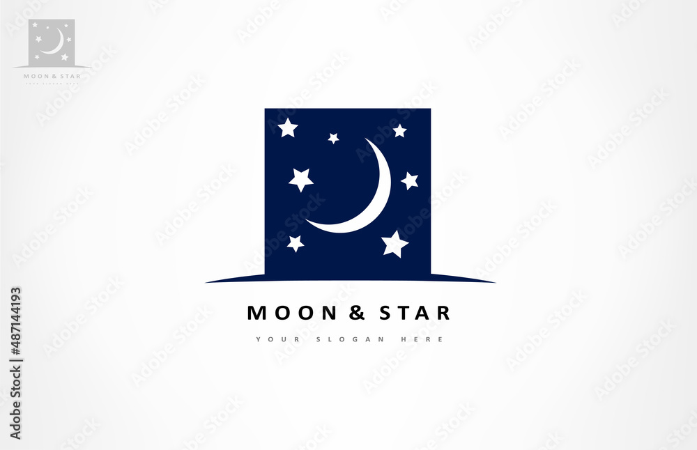 moon and stars logo vector space design Stock Vector | Adobe Stock