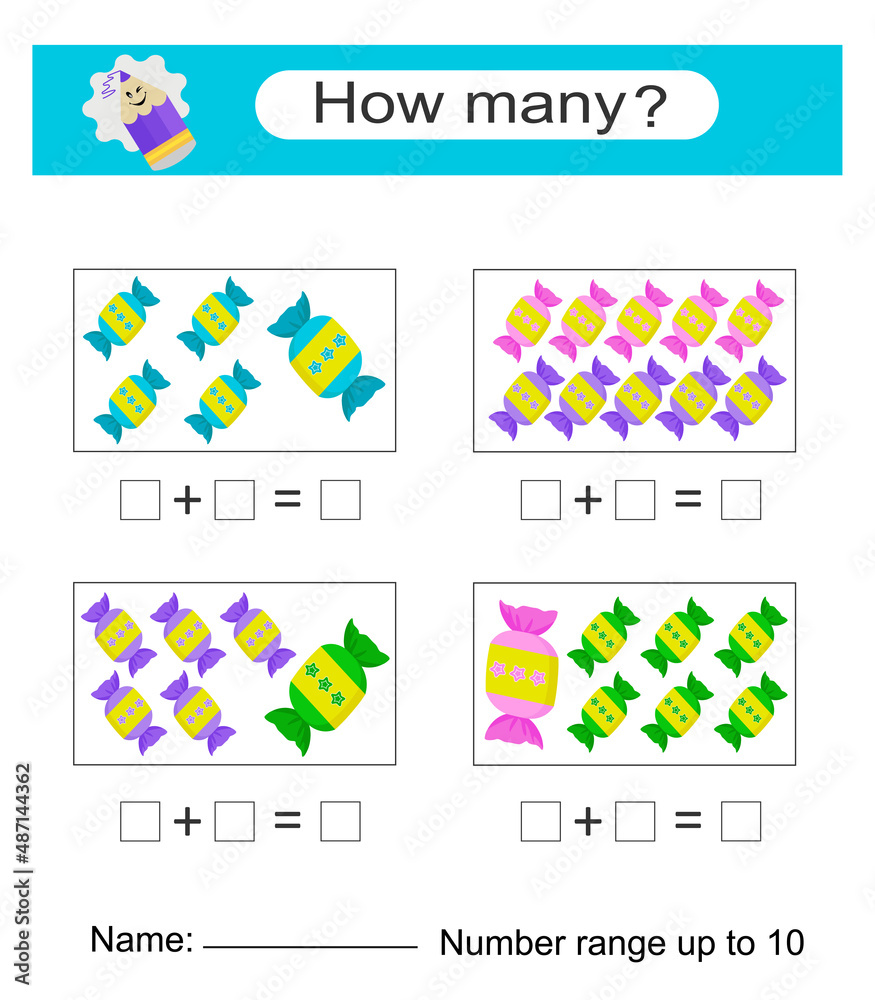 Math game for kids. Preschool worksheet activity. Printable worksheet ...